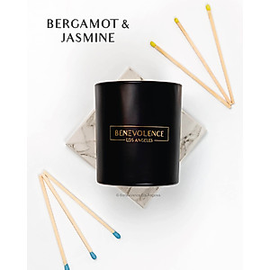 Benevolence LA Candles Bergamot & Jasmine Scented Candle | Soy Candles, 8 Oz Scented Candles for Home Scented, Christmas Gifts for Men | 45 Hour Burn Seasonal Candles for Women | Jasmine Candle