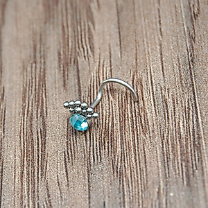 CZ Nose Stud Titanium - Nose Pin 20g - Nostril Jewelry 18g - Nose Ring 22g - Nose Earring - Nose Bone Stud 16g (Gauge Size: 22g; Style: L Shape)