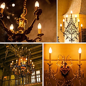 Energetic B11 E12 Candelabra LED Bulbs 60 Watt Equivalent, Dimmable LED Chandelier Light Bulbs, Soft White 2700K, 550LM, Decorative Candle Base Filament Bulb, UL Listed, 12 Pack