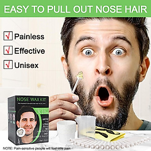 Nose and Ear Hair Waxing Kit - Hair Removal Set for Men and Women with 50g Wax Beads, 20 Applicators, 10 Paper Cups, and 10 Mustache Guards