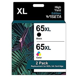 65XL Black/Tri-Color Ink Cartridge (2-Pack) Remanufactured Replacement for HP 65XL 65 XL Work with Envy 5058 5055 5034 5032 5030 5014 5012, DeskJet 3755 2655 2624 3758 3720 Printer | N9K04AN, N9K03AN