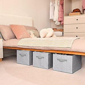 GRANNY SAYS Bundle of 3-Pack Closet Storage Boxes & 2-Pack Wicker Storage Baskets for Shelves