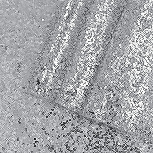 OQSQ Silver Sequin Tablecloth 50x80 inch, Sparkle Sequence Table Cover Glitter Drape Table Cloth Decorations Wedding Birthday Party