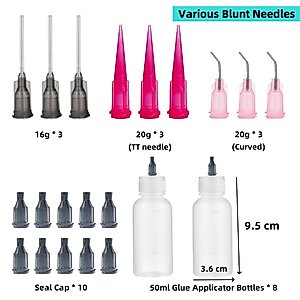 KIGITIK 8 Pcs 50ml Precision Tip Applicator Bottle, Needle Tip Squeeze Bottle, Glue Squeeze Bottle,Glue Applicator Bottles, for Paint Quilling Craft and ink, Oil