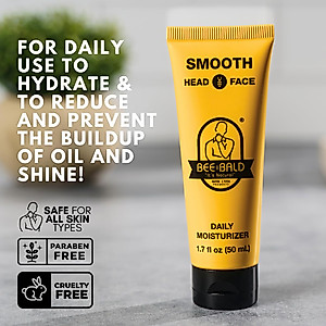 Bee Bald SMOOTH Daily Moisturizer Hydrates & Tones Away Fine Lines, Wrinkles and Dry Patches; Helps Control Oil & Shine to Feel Cool, Fresh and Comfortable, 1.7 Fl Oz