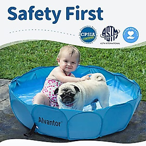Alvantor Pet Swimming Pool Dog Bathing Tub Kiddie Pools Cat Puppy Shower Spa Foldable Portable Indoor Outdoor Pond Ball Pit 42" x12" Patent Pending
