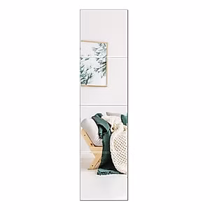 PETAFLOP 14x48 Inch Full Length Mirror Wall Mounted and 4PCS 11x11 Inch Mirror Tiles