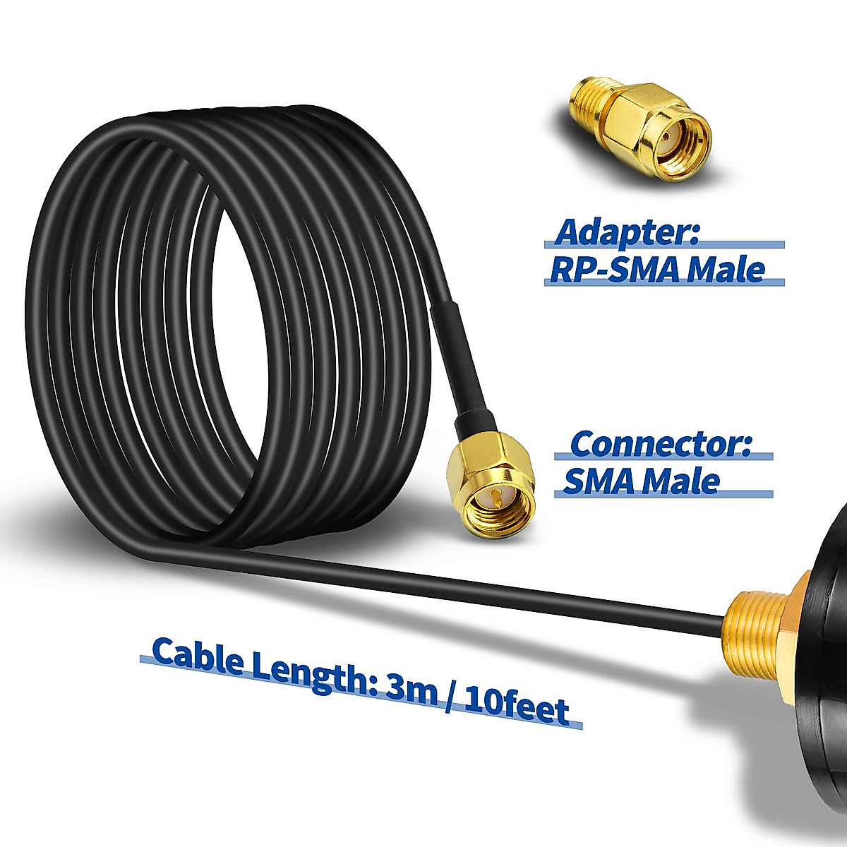 Bingfu 4G LTE Outdoor Wall Mount Waterproof Antenna SMA Male Antenna Compatible with Verizon AT&T T-Mobile Sprint 4G LTE Router Gateway Modem Cellular Trail Camera