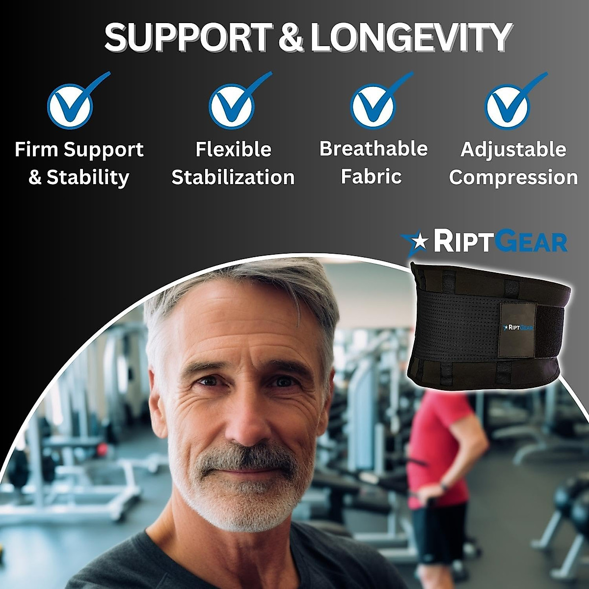 RiptGear Back Brace for Lower Back Pain Relief - Breathable Back Brace for Men and Women - Ideal for Lifting, Work, Sciatica, Herniated Disc, and Lumbar Support - Black, Small (Waist: 23"-27")