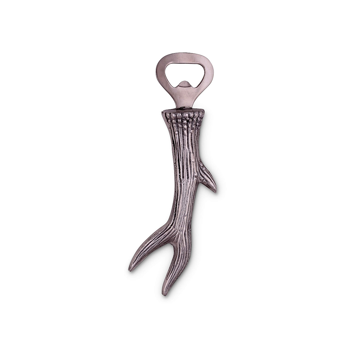 Arthur Court Designs Aluminum Deer Antler Elk Bottle Opener - Rustic Forged Stainless Steel Head 7 inch Long