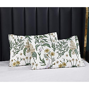 Floral Quilt Set King Size Bedspread Coverlet Green Yellow Flower Bedspread Set King Lightweight Quilt Bedding Spring Summer Floral Coverlet Soft Home Quilts Collection Bedding with 2 Pillowcases