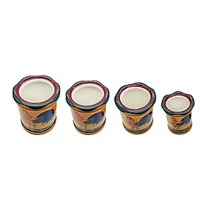 ACK Tuscany Sunshine Country Rooster, Hand Painted Canisters, Set of 4, 85701