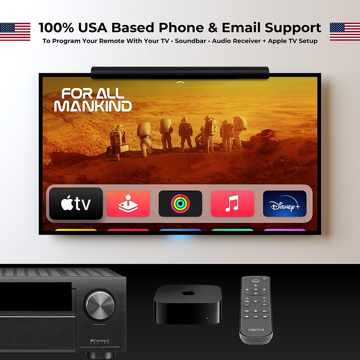 Function101 F101-ATVRM Replacement Button Remote for Apple TV | Infrared Connectivity | 2 AAA Batteries Included