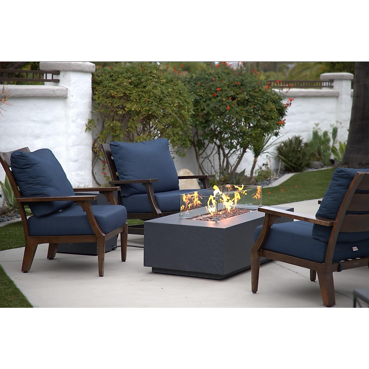 AMS Creations | Chelsea 55 inch Rectangular Wavy Dark Gray Concrete GFRC Natural Gas Fire Table Pit