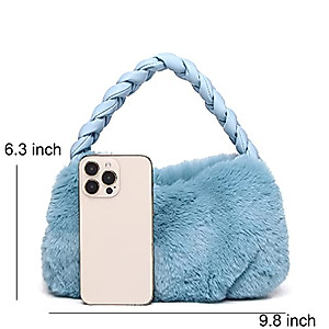 ZOVYRON Fluffy Tote Handbag for Women, Faux Fur Purse Fuzzy Top Handle Handbag Furry Cute Bag Plush Clutch Purse