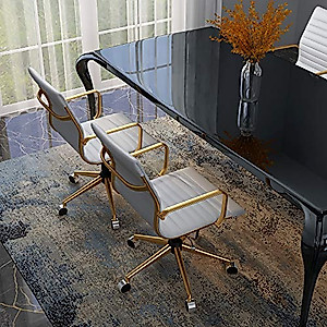 LUX Modern Desk Chair Gold Base White and Gold Office Chair Rolling Office Chair with Back Support Ergo Office Chair with Caster Wheels Office Chair for Heavy People 320lbs Gold Swivel Office Chair