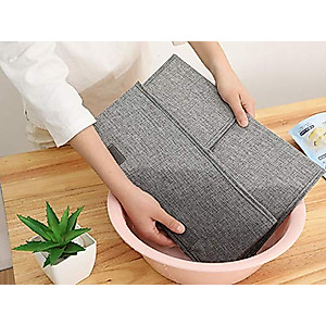 Geyecete Linen Storage Basket Bin Chest Organizer - Perfect for Organizing Dog Apparel & Accessories Storage, Dog Shirts, Dog Coats, Dog Toys, Dog Clothing, Dog Dresses, Gift Baskets - Gray