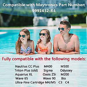 KGC Robotic Pool Cleaner Filters Compatible with Dolphin Nautilus CC Plus, M400 / M500, 4 Packs Filters Ultra Fine Cartridge Filter Panels, Part# 9991432-R4