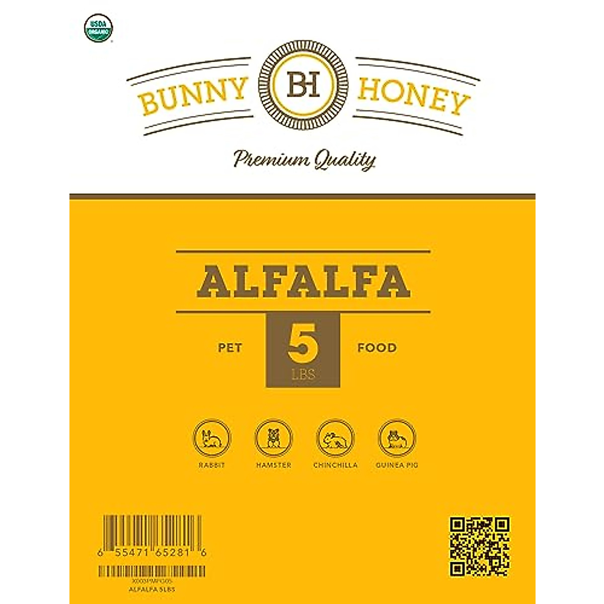 Bunny Honey Bulk Fresh Alfalfa Hay 80oz USDA Organic Alfalfa Hay for Goats - Best Cut & Delivered Fresh - Promotes Healthy Digestive Function - 5 Pound