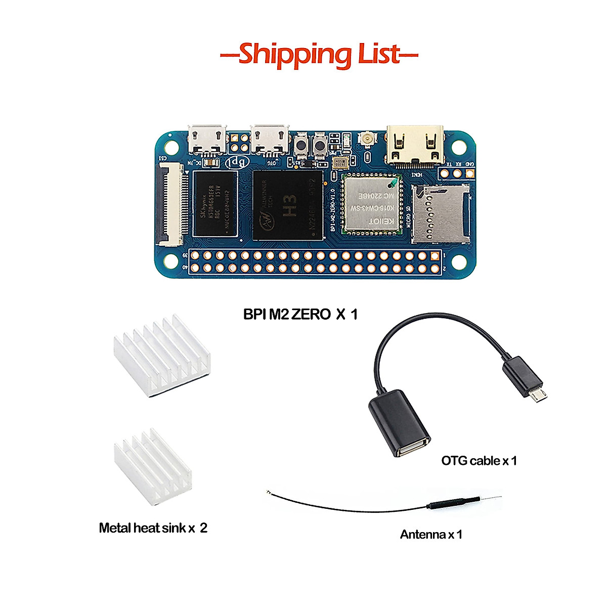 Banana Pi M2 Zero Open Source Single Board Computer Onboard Quad Core Cortex-A7 Alliwnner H3 CPU 512MB DDR3 RAM WiFi (AP6212) & Bluetooth for IoT Compatible with Raspbian Android Linux