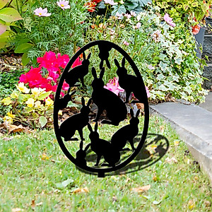 Blank Yard Signs with 12 X 18 Easter Garden Decorations Easter Egg Gnome Rabbit Ground Insert Decoration Acrylic Hollow Animal Figurines Yard Insert Black Chain Link Fencing Roll 9 (Black, One Size)