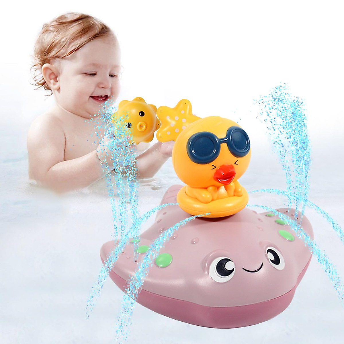 Bath Toys, Whale Bath Toy Sprinkler, Stingray Automatic Spray Water, Induction Sprinkler Bathtub Baby Toys for Infants Toddlers, Pool Bathroom Baby Toy Boys & Girls Gift