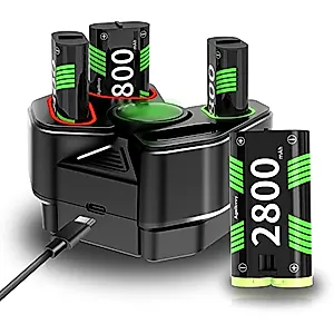 Battery Pack for Xbox One, Rechargeable Xbox One Controller Battery Pack with 4 x 2800mAh for Xbox One Series X Battery, Xbox Charging Accessories Kit for Xbox One Series S/X, Xbox One/X/S/Elite