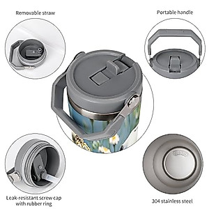 RTFGHJS Cute Dalmatian 30 Oz Tumbler with Handle And Flip Straw, Stainless Steel Vacuum Insulated Travel Mug, Thermal Cup for Coffee, Water, Iced Drinks, Fits Car Cup Holders (Home, Sports)