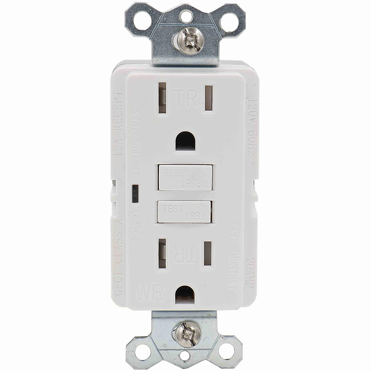 Baomain GFCI Outlet Receptacle 15Amp. 120VAC 60Hz Weather-Resistant, Ground Fault Circuit Interruptor, GFI UL&CUL listed White