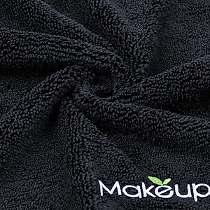 Orighty Microfiber Makeup Remover Cloths - Super Soft, Quick Dry Face Towels for Cleansing, 13 x 13 Inch, Pack of 6, Black