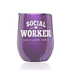 Funny Social Work Worker Coffee Mug Birthday Wine Glass Tumbler with lid Gifts for Women Stainless Steel 0249
