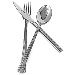Silverware set by Olinda 18/10 Stainless Steel Flatware Tableware Set Spoon and Fork set Heavy Duty Extra thick flatware at Great Value 20 pcs set Service for 4 (Herringbone Look)