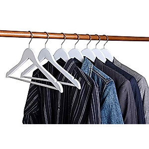 Amber Home Solid White Wood Hanger 20 Top Hanger & 24 Bottom Hanger for Suit Coat Shirt Pants Skirt