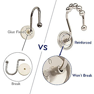 Nickel Shower Curtain Hooks Rust Proof：Durable Metal Shower Curtain Rings Easy Glide Shower Hooks for Shower Curtain Peyton Decorative Shower Curtain Hooks,Set of 12 Shower Rings