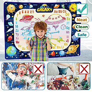 Jasonwell Aqua Water Doodle Mat 48 x 36 Inches Large Magic Drawing Doodling Mat Coloring Mat Educational Toys Christmas Birthday Gifts for Kids Toddler Boys Girls Age 2 3 4 5 6 7 8 Year Old (Galaxy)