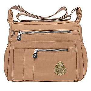 Women's Nylon Shoulder Bag, Waterproof Tote Bags, Zipper Crossbody Bag, Lightweight Handbag for Shopping Travel Hiking