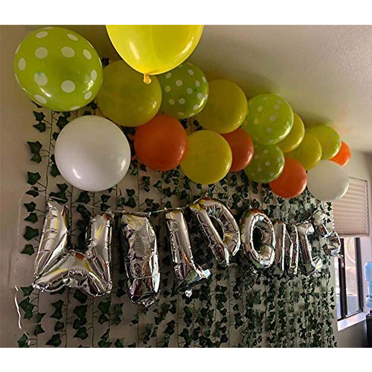 84FT Artificial Vines with Leaves Fake Ivy Foliage Flowers Hanging Garland 12PCS Individual Strands Plus 12PCS Faux Monstera Tropical Palm Leaves,Home Party Wall Garden Wedding Decors Indoor Outdoor