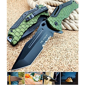 8.5 Tactical Open Folding Pocket Knife Tanto Blade Outdoor Survival Hunting Knife for Camping by Survival Steel