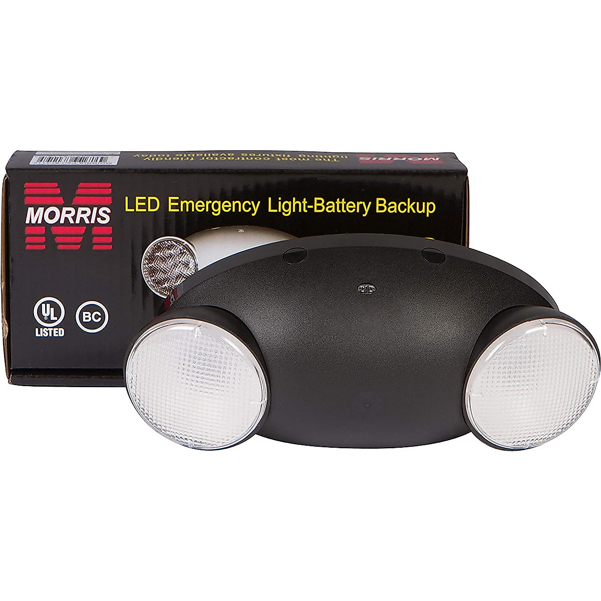 Morris Products Micro LED Emergency Light – Black, Standard Type - 33 Lumens - Energy Saving Emergency Lighting Unit – Compact Design – Thermoplastic Housing - Rechargeable, 5-Pack