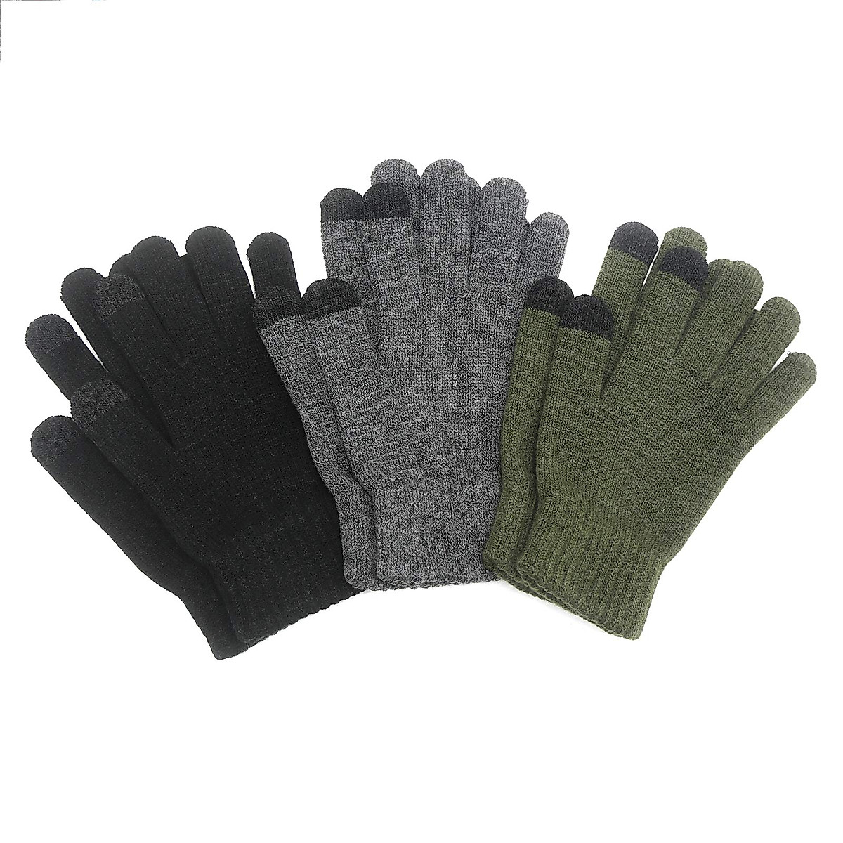 Evridwear 3 Pairs Winter Touchscreen Fingerless Gloves Cold Weather Thermal Warm Glove for Men Women