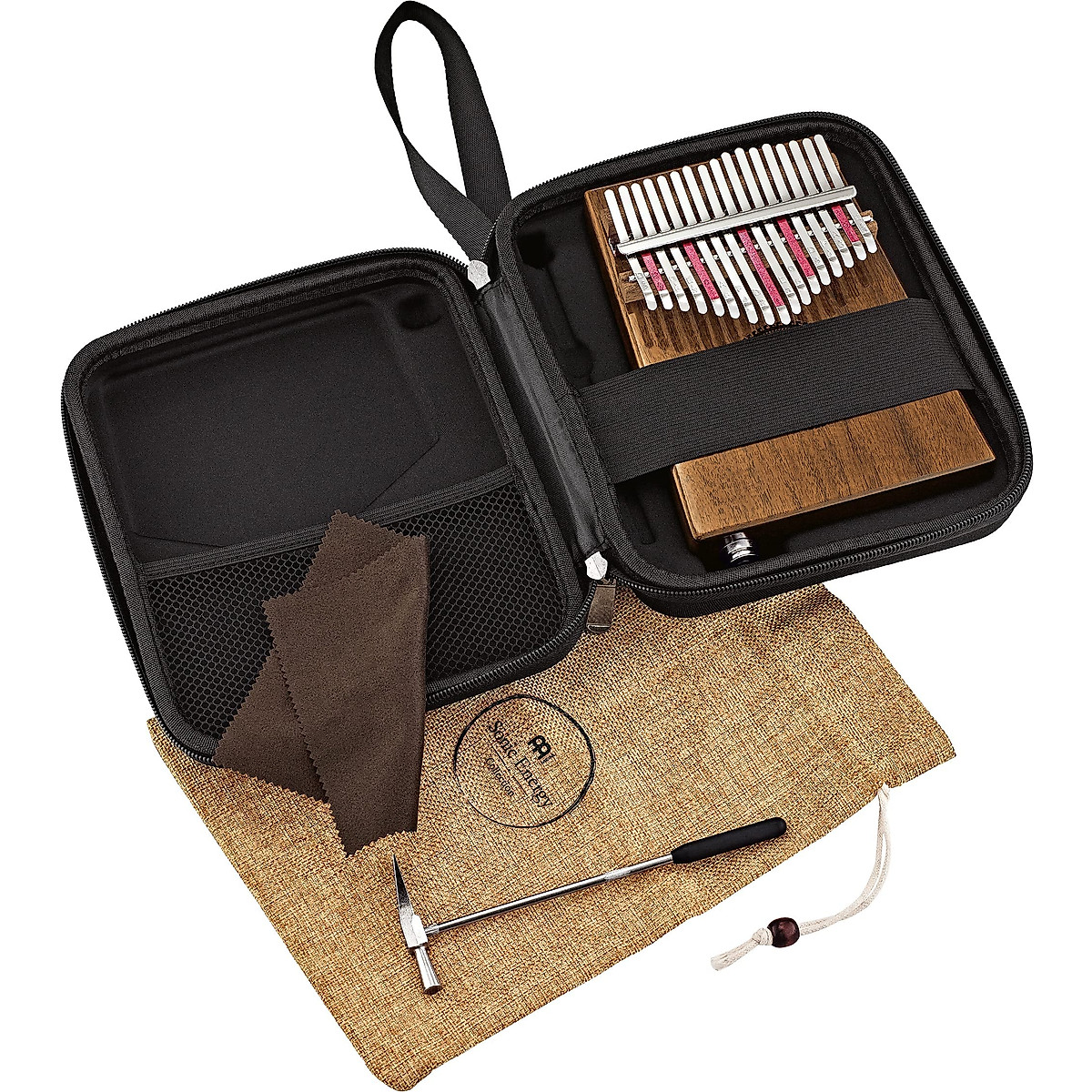 Pickup Kalimba Thumb Piano for Amplifiers, 17 Keys — Includes Tuning Hammer and Case — For Meditation, ASMR, Sound Therapy and Yoga, 2-YEAR WARRANTY