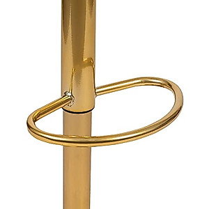 Flash Furniture Vincent Modern Black Vinyl Adjustable Bar Stool with Back, Counter Height Swivel Stool with Gold Pedestal Base, Set of 2