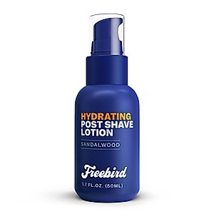 Freebird Post Shave Lotion for Men - 50mL Cooling Aftershave Gel with Natural Sandalwood Scent, Soothes, Moisturizes, and Protects Against Razor Burn, Dryness, Ideal for Sensitive Skin, Travel Size