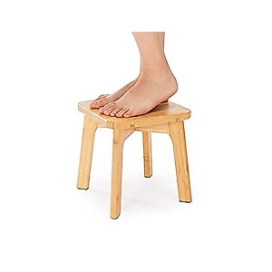 PELYN Bamboo Wooden Step Stool Small Step Stools for Adults and Kids, Holds Up to 300lbs, Great for Kitchen Bathroom Bedroom