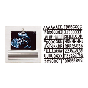 Pearhead Classic Wooden Letterboard, Baby Keepsake Clip Photo Frame, Wooden