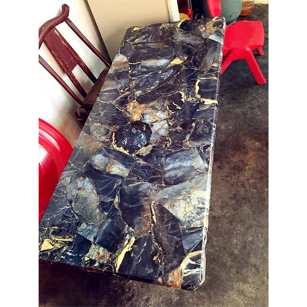 Yancorp Dark Blue Black Marble Wallpaper Removable Wallpaper Film Self-Adhesive Granite Kitchen Peel Stick Backsplash Tile Countertop Shelf Liner (16"x78")