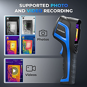 TOPDON TC004 Thermal Imaging Camera, 256 x 192 IR High Resolution 12-Hour Battery Life Handheld Infrared Camera with PC Analysis and Video Recording Supported, 16GB Micro SD Card
