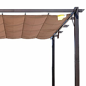 Outsunny 10' x 10' Outdoor Retractable Pergola Canopy, Aluminum Patio Pergola, Backyard Shade Shelter for Porch Party, Garden, Grill Gazebo - Brown
