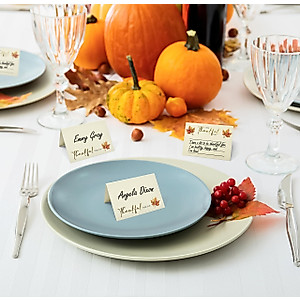 100 Pcs Thanksgiving Table Place Cards and Fill in Gratitude Cards Harvest I Am Thankful For Tent Card Autumn Name Cards Dinner Settings Fall Party