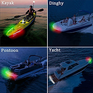 Boaton Marine Boat Navigation Lights, Night Fishing No Drilling Install Bow Lights Running For Pontoon Bass Jon Jet Ski Kayak